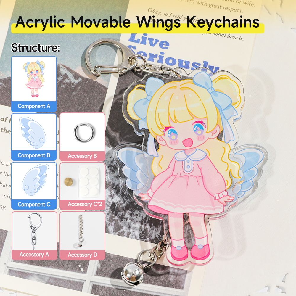 Custom Acrylic Movable Wings Keychains